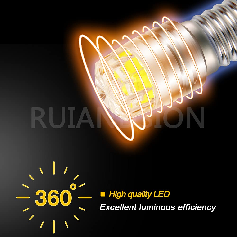 Ruiandsion 2pcs E10 Base LED Upgrade Bulb 3V COB 2W Replacement for Flashlights Torch Lights, White