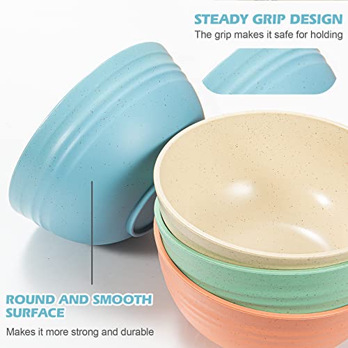 PTNITWO Cereal Bowls-Set of 4 Wheat Straw Fiber Bowls, Unbreakable And Reusable Light Weight Bowl For Rice Noodle Soup Snack Salad Fruit BPA Free Dishwasher Safe (4 Color)