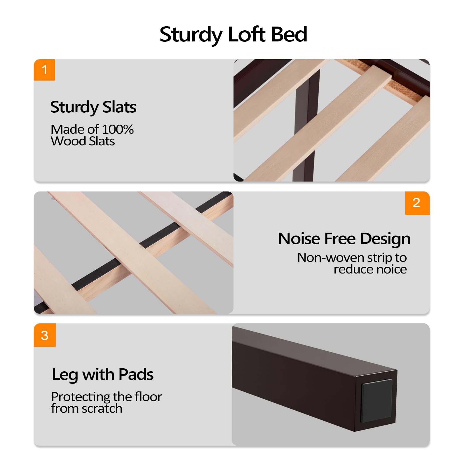 VINGLI 47'' Tall Junior Low Loft Bed with Stairs, White Wood Loft Bed Twin Size for Adults, Kids and Young Teens, No Box Spring Required,Wood Slat Support