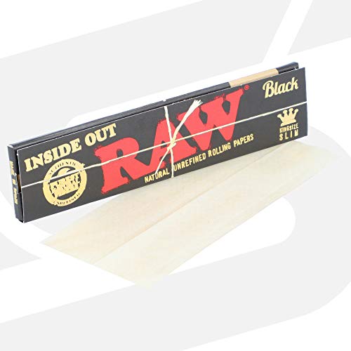 RAW Black Inside Out King Size Slim Rolling Papers | 50 Packs | Perfect for Backrolling - So Thin You Can Truly Taste Your Terps