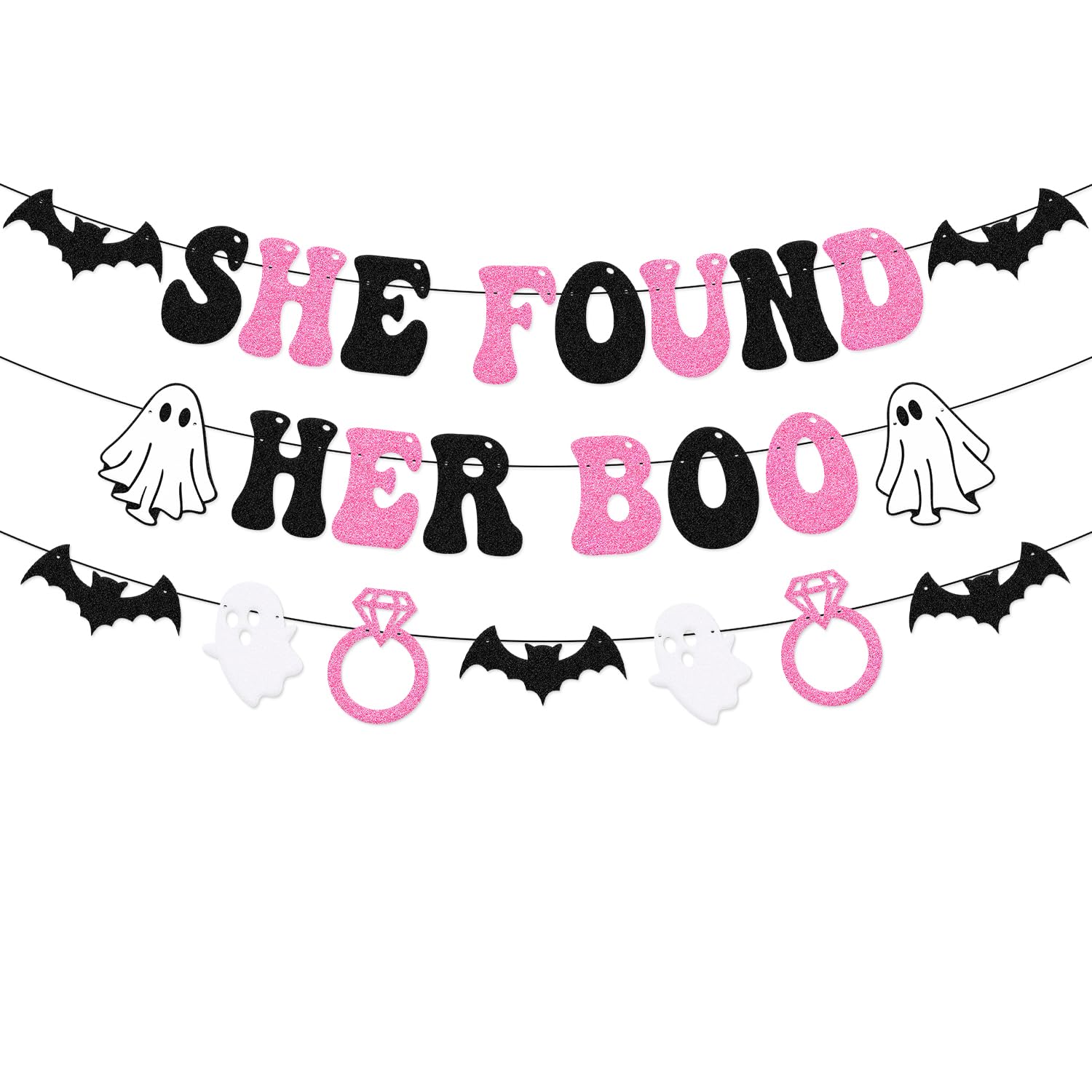 She Found Her Boo Banner Halloween Bridal Shower Banner Hallow Bride to be Decoration Boochelorette Ghost Backdrop Spooky Wedding Engagement Bachelorette Party Decor