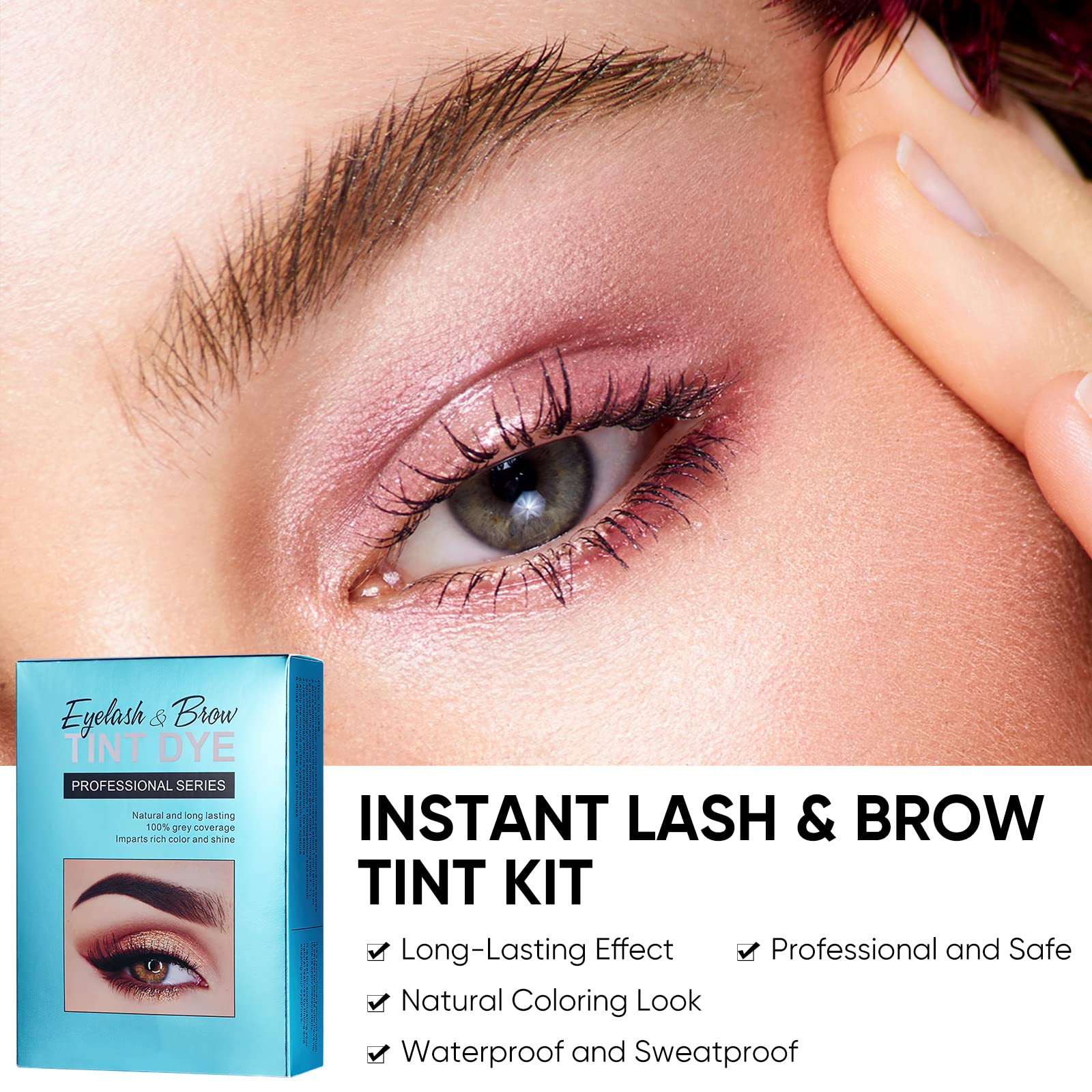 Light Brown Eyebrow Tint, Instant Eyebrow Tinting Kit for 6 Weeks Long-Lasting and Eyebrow Dye Suitable for Home and Salon