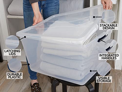 Rubbermaid Cleverstore 71 Qt Storage Bins with Lids, Latching Plastic Storage Container for Home Organization and Containers for Organizing, (4 Pack)