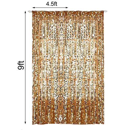 SFN Gold Payatte Sequin Drapes Curtains Panels,Fashion 9FTx9FT Backdrop Home Party Decoration Supplies