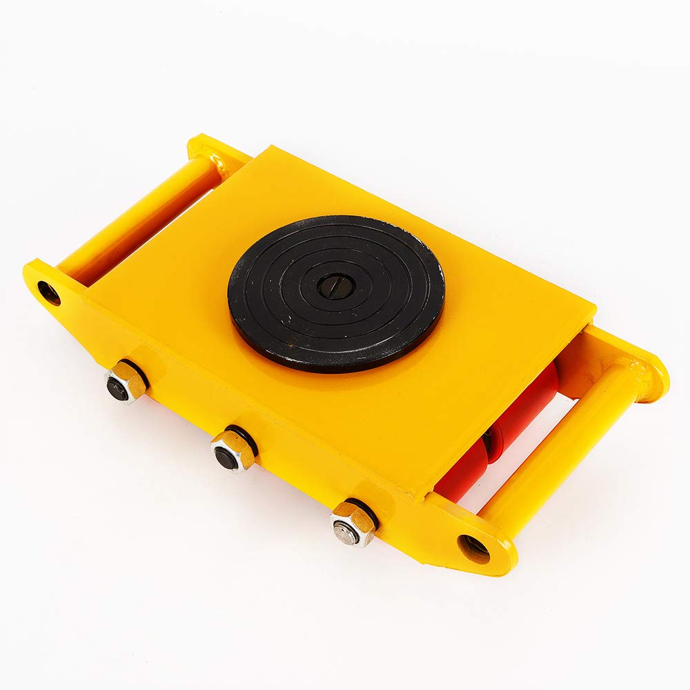 Machine Skates, 8T Machinery Skate Dolly, 17600 lbs Machinery Moving Skate, Machinery Mover Skate with 360Β° Rotation Cap and 6 PU Rollers, Heavy Duty Industrial Moving Equipment (8T/17600lbs-Yellow)