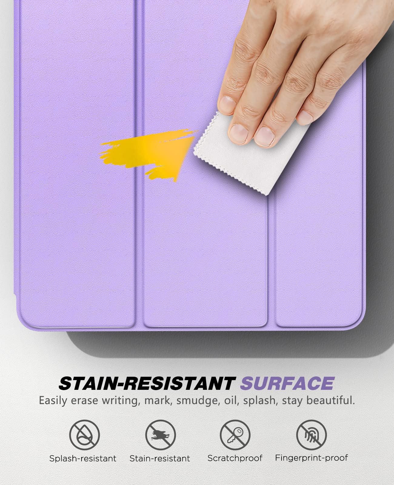 MoKo Case for iPad Pro 12.9 6th/5th/4th/3rd Generation 2022/2021/2020/2018, iPad Pro 12.9 Case with Pencil Holder, Stain Resistant Stand Case, Support Pecnil 2 Charging & Auto Wake/Sleep, Purple