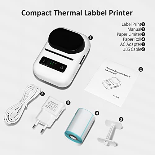 LERANDA Label Maker, Portable Bluetooth Thermal Label Printer for Barcode, Clothing, Organizing, Small Business, Office, Home, Easy to Use, Support with iOS & Android, with 1.96x1.18 inch Label