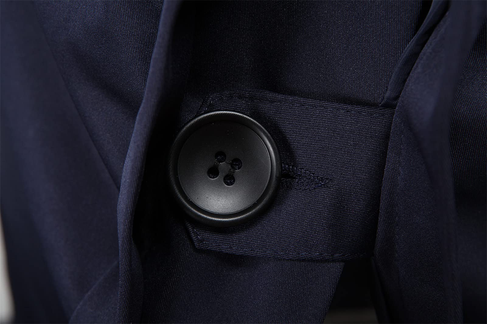 Maiyifu-GJ Men's Double Breasted Trench Coat Stylish Slim Fit Mid Long Belted Windbreaker Lapel Military Jacket with Belt (Dark Blue,XX-Large)