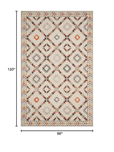 SAFAVIEH Bellagio Collection 8' x 10' Ivory/Multi BLG548A Handmade Boho Premium Wool Area Rug