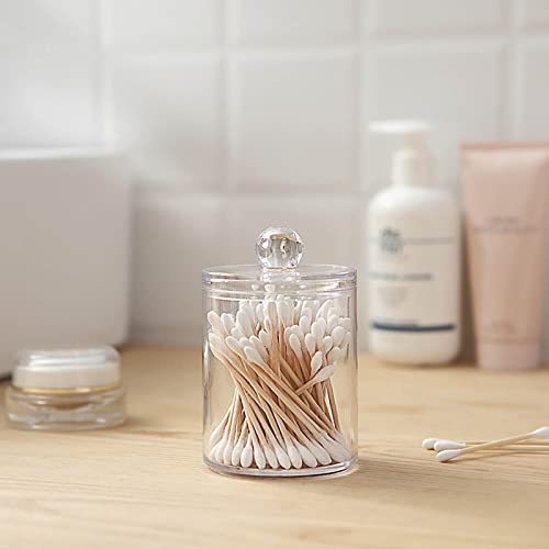Plastic Cotton Ball Holder Transparent Cosmetic Storage Box Bathroom Container Dispenser
