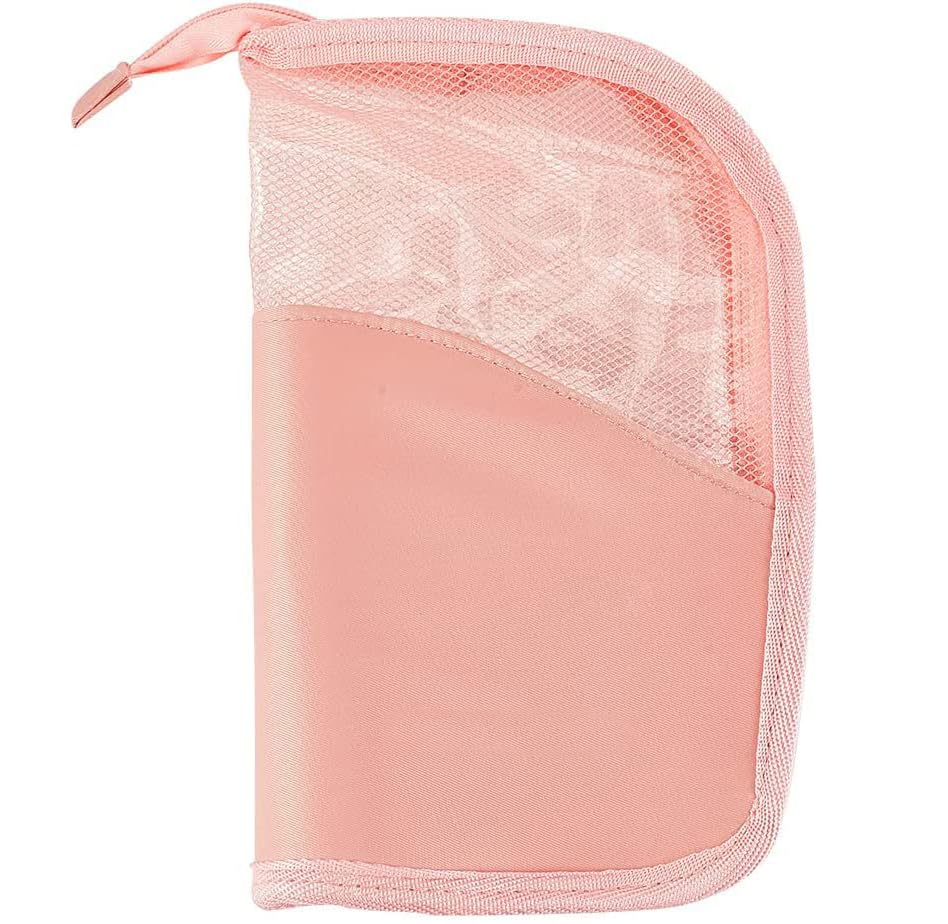 PH PandaHall 1pc Makeup Brushes Travel Case Pink Makeup Brush Holder Portable Cosmetic Bag Storage Organizer Foldable Makeup Organizer Bag with Zipper for Travel Bathroom Brush Lip Gloss
