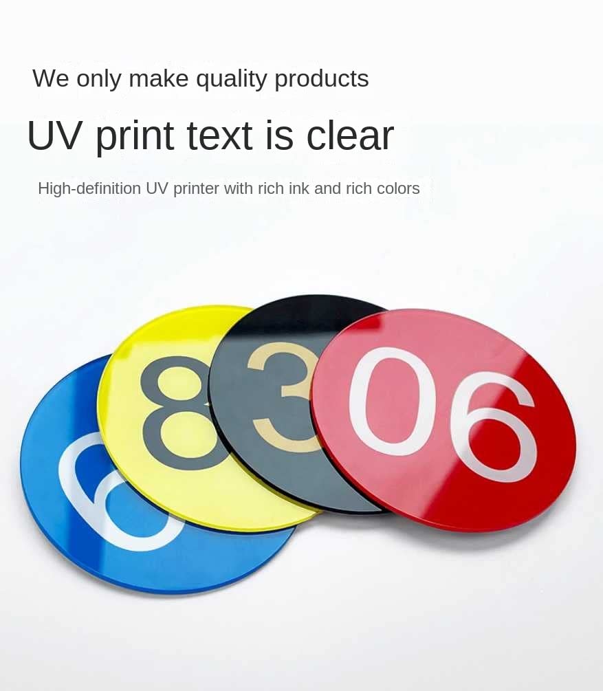 Number Sign, Table Number Sign, Closet Identification, Seat Identification Sign, Acrylic, Round, Waterproof and Sun-Proof (10x10cm,Yellow 01-100(100 pcs))