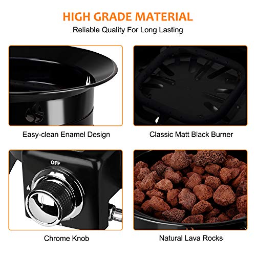 Portable Propane Fire Pit, Camplux Outdoor Gas Fire Bowl for RV Camping Backyard Party, FP19MB 19 Inch Diameter, Black