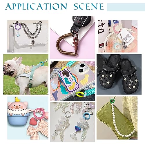 PH PandaHall Spring O Rings, 18pcs 9 Colors 20mm Trigger Round Snap Buckle Dazzling Alloy Spring Keyring Buckle Snap Hooks Connector Rings O Rings Buckles for DIY Keychains Bag Purse Handbag Jewelry