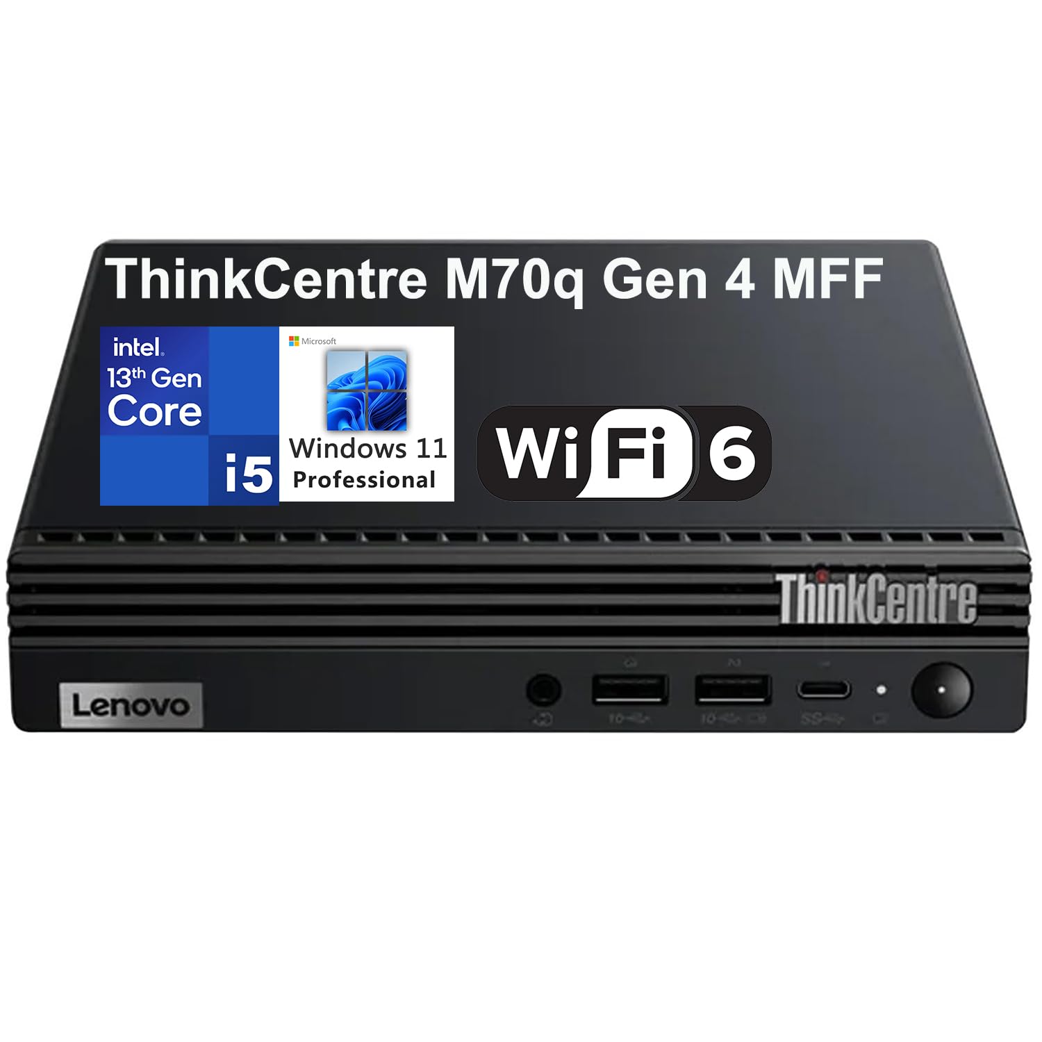Lenovo ThinkCentre M70q Gen 4 MFF Tiny 1L Mini Business Desktop Computer, 13th Gen Intel 10-Core i5-13400T (Beat i7-12700T), 4GB DDR4 RAM, 1TB PCIe SSD, WiFi 6, RJ45, HDMI, Windows 11 Pro, AZ-XUT
