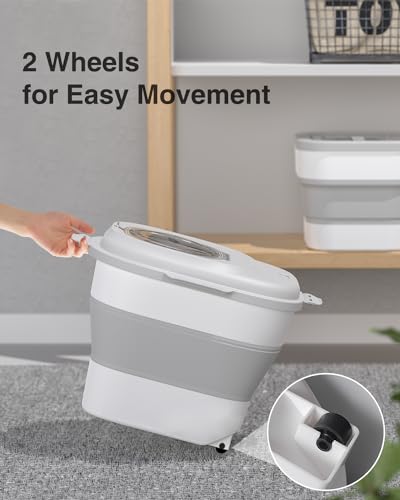 Somkaco Collapsible Food Storage Container with Transparent Lid, Scoop and Wheels, Large food storage for Dog, Cat and Other Pet