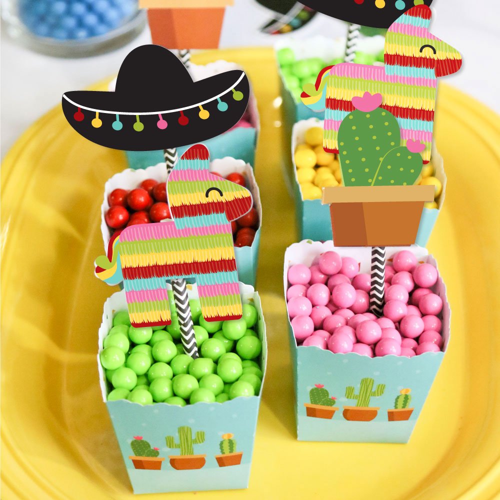 Let's Fiesta - Paper Straw Decor - Mexican Fiesta Party Striped Decorative Straws - Set of 24