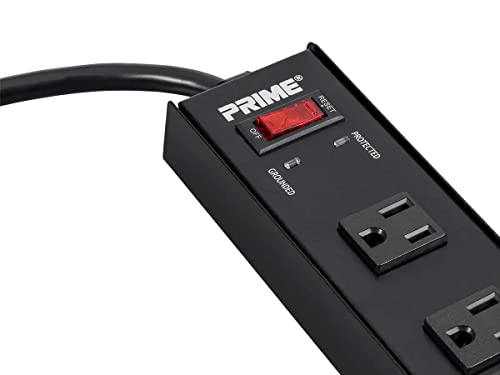 Monoprice Metal Surge Protector - 6 Outlet Power Strip, 1150 Joules 15 Amp, 125 Volt, 1875 Watt, 15 Feet, Black