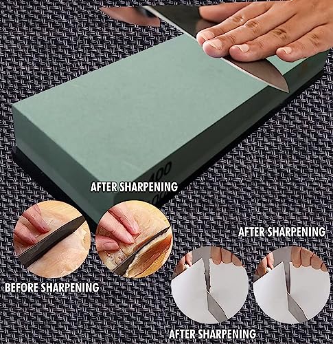 Parichan’ Professional Knife Sharpening Stone Kit – Premium 4 Grit 400/1000/3000/8000 Whetstone with Flattening Stone, Cut Resistant Glove, Bamboo Base, Fixed Angle, Angle Guide, Leather Belt