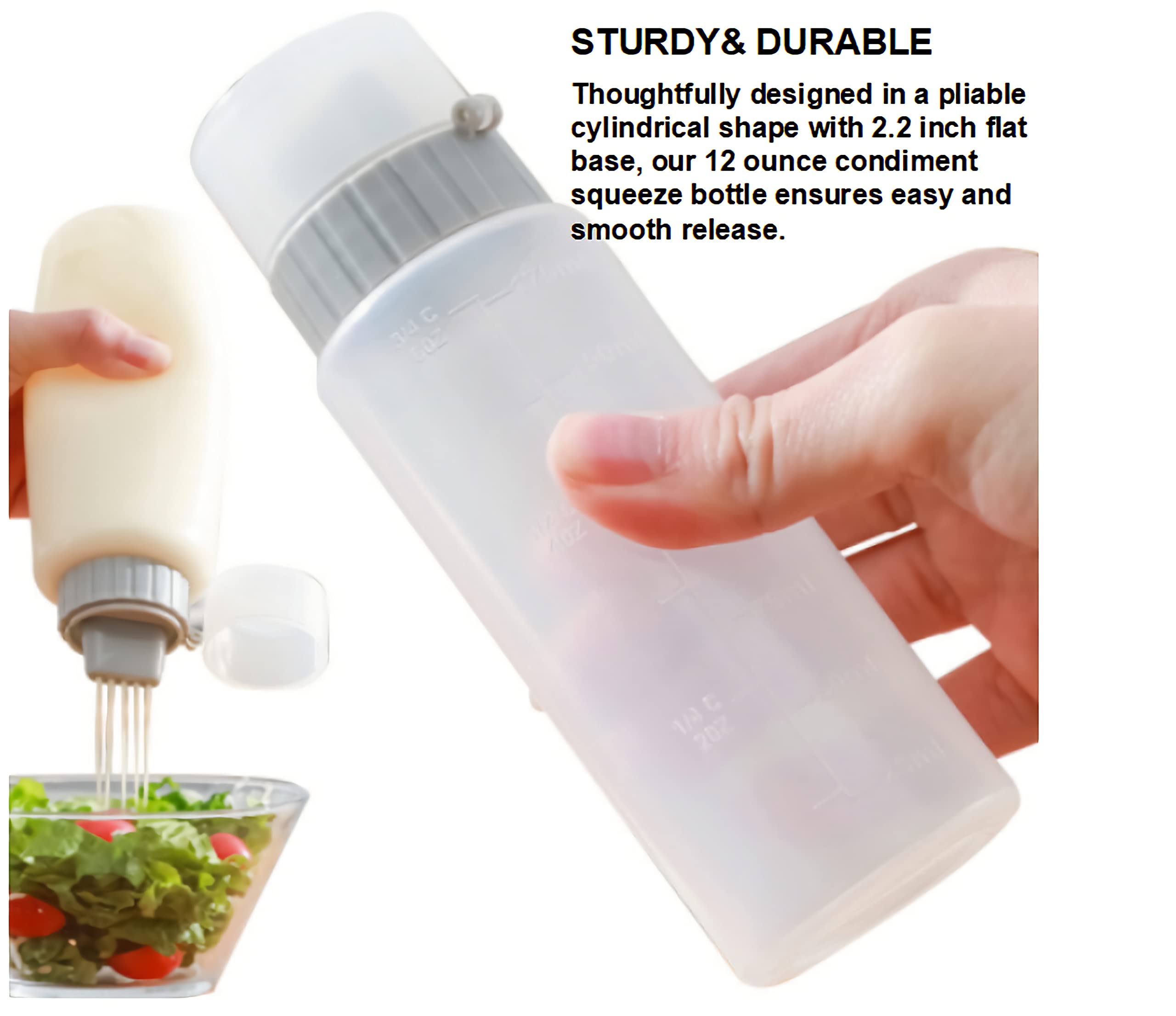 knc 4PCS 16OZ/450ml 5-Hole Plastic Squeeze Condiment Bottles, Leak Proof Refillable Condiment Container for Sauce Oil Vinegar Ketchup Mustard Salad Dressing Kitchen Accessories