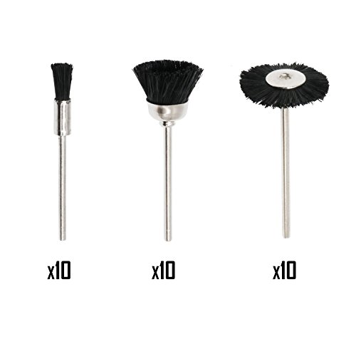 NIUPIKA Soft Nylon Bristle Brushes Cup Wire Brush Set Cleaning Polishing Accessories 2.35mm Shank for Rotary Drill Tools Pack of 30 Pieces