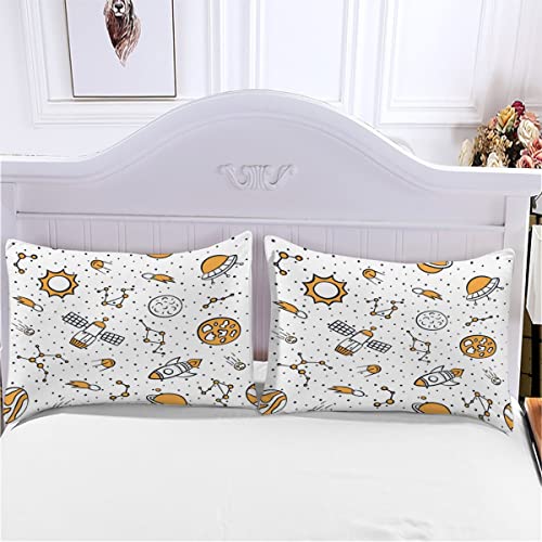 Quilt Cover Full Size Rocket, Astronaut 3D Bedding Sets Cartoon Space Duvet Cover Breathable Hypoallergenic Stain Wrinkle Resistant Microfiber with Zipper Closure,beding Set with 2 Pillowcase
