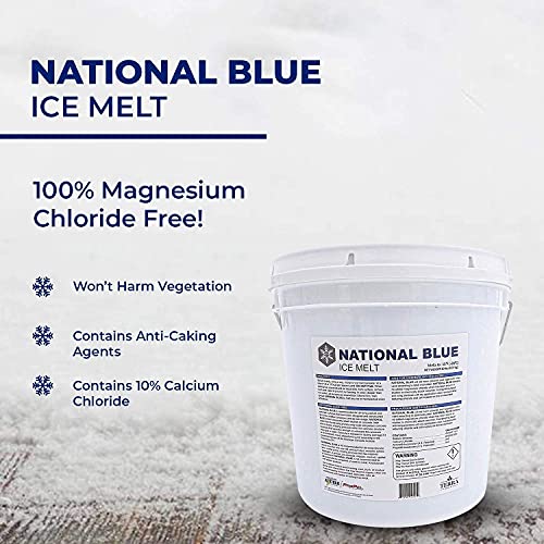 National Blue Ice Melt 20lb Bag - Fast Acting Ice Melter - Pet, Plant and Concrete Friendly, Environmentally Safe - Free of Magnesium Chloride - Melts to -15°F