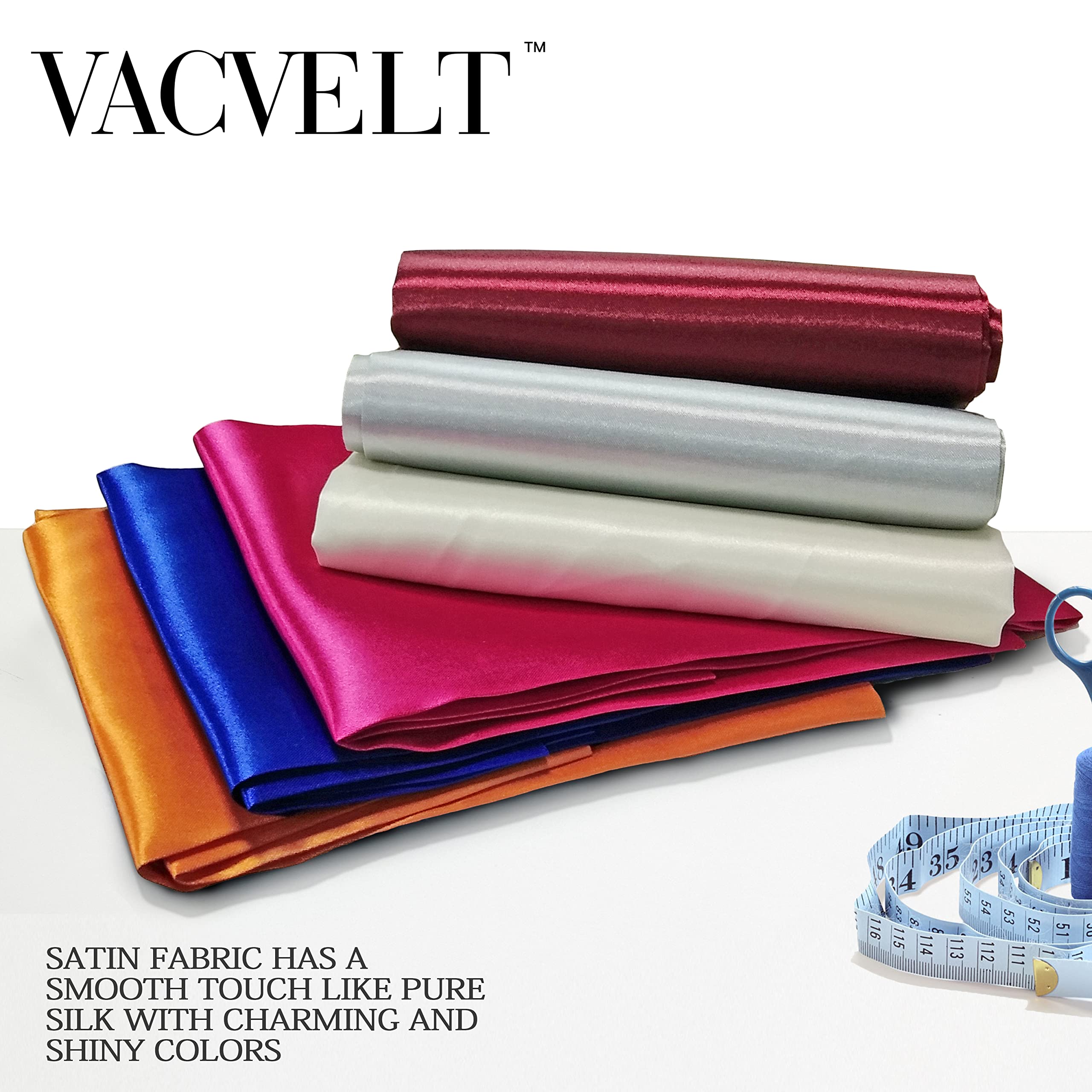 VACVELT Satin Fabric by The Yard, 60 Inch Wide Rose Gold Satin Fabric Shiny & Soft Cloth Fabric, Silky Satin Fabric for Bridal Dress, Wedding Decorations, Crafts, Sewing, Draping (2 Yards)
