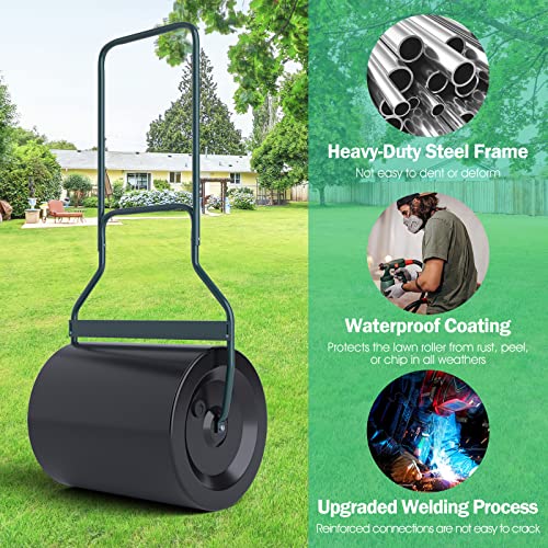 Push Reel Lawn Mower,Lawn Roller, 16 Gallon/60 L Heavy-Duty Tow Behind Water/Sand Filled Sod Drum Roller for Garden Yard Park, 16 by 20-Inch