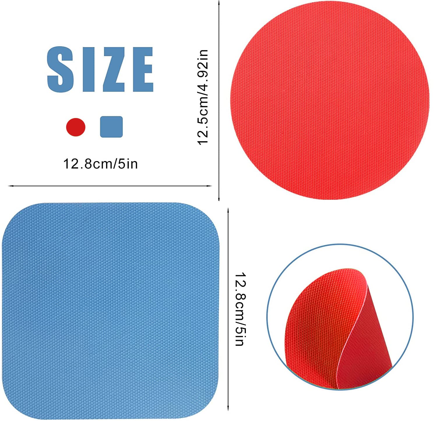 Leteveri Jar Opener Gripper Pad - Rubber Grippers for Opening Jars,Multifunctional Jar Opener for Seniors with Arthritis Weak Hands Kitchen Coasters(Light Blue, Red)