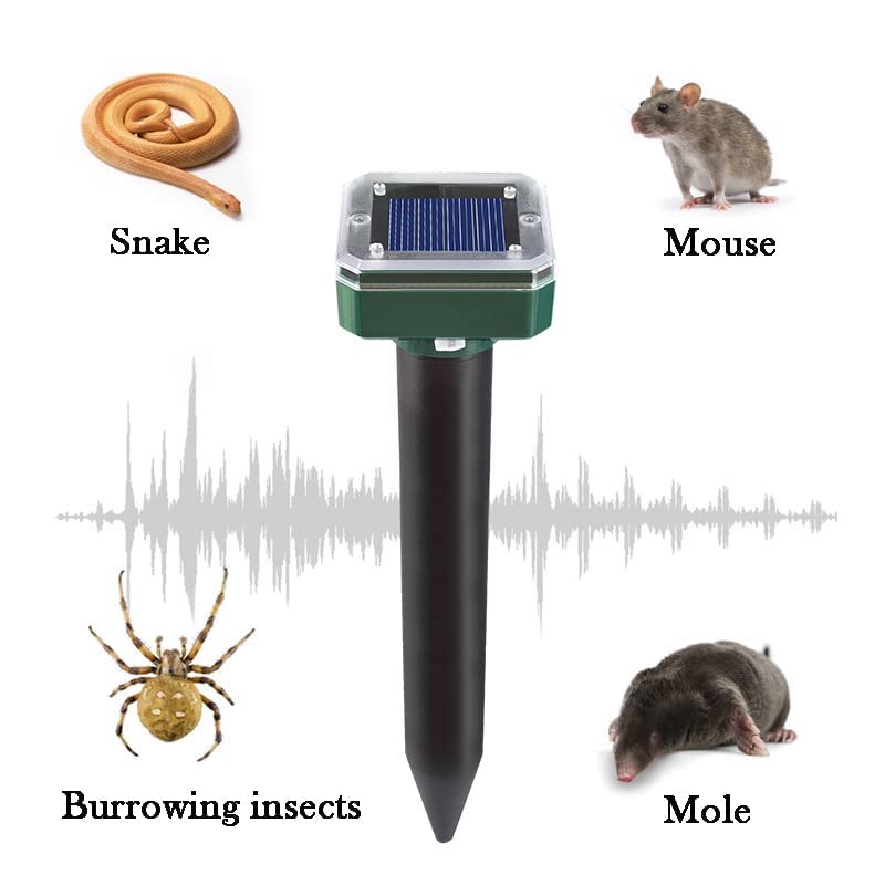 Mole Repellent in Lawn Snake Repellent Solar Powered,Groundhog Repellent Stakes,Animal Control, Vole Deterrent Waterproof Spikes Drive Away Burrowing Animals from Lawns and Yard,10 Pack