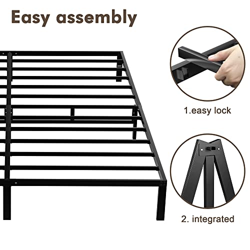 Pliwier 14 Inch Platform King Bed Frame, Heavy Duty Metal Bed Frame King Size, No Box Spring Needed, Anti-Slip, Noise Free, Easy Assembly (Black, King (U.S. Standard))