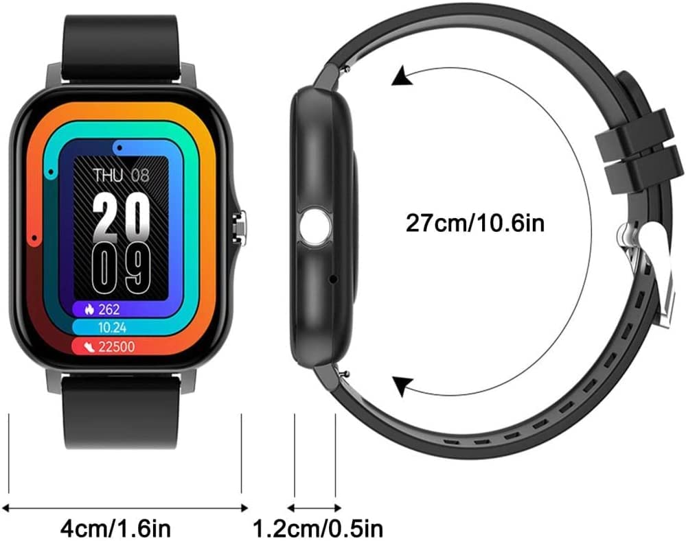 Multifunctional Bluetooth Calling Casual Smartwatch 1.7" IPS Full Touch Screen Metal Casing Custom Interface Heart Rate Blood Pressure and Sleep Detection Available for IOS&Android System (Black)