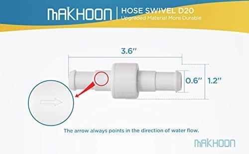 Makhoon D20 Hose Swivel with D15 Hose Nut Compatible with Zodiac Polaris 280, 380, 180 Pool Cleaner Hose Swivel,Pool Cleaner Replacement Parts