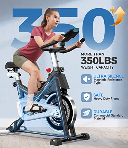 Pooboo Magnetic Exercise Bike Stationary, Indoor Cycling Bike with Built-In Bluetooth Sensor Compatible with Exercise bike apps& Ipad Mount, Comfortable seat and Slant Board, Silent Belt Drive (626S)