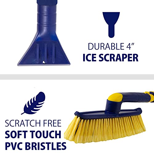 Michelin Hybrid Extendable 34-50” Snow Brush for Trucks, Ergonomic Multi-Tool, Detachable Swivel Head, Ice Scraper, Ice Pick, Non-Slip Foam Grip, Auto Window Snowbrush, Windshield Broom for Car, SUV