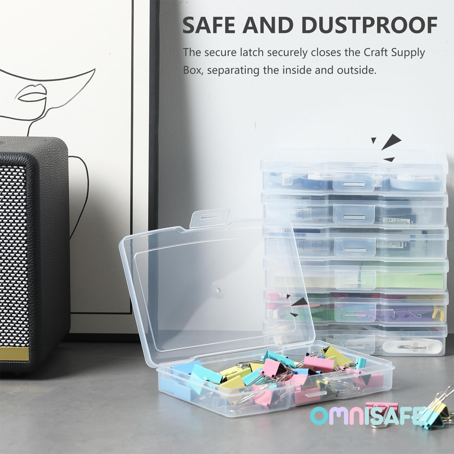 OMNISAFE 5x7 Photo Storage Cases, Plastic Craft Storage Container, Acid-Free Box for Pictures, Crafts, Scrapbooking, Photo Keeper (20)