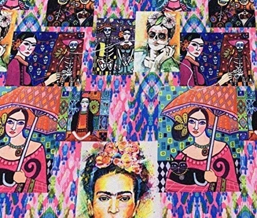 Mexican Girl,Frida Girl Patchwork Pattern Upholstery Fabric(200x140cm)-HDTF-0001MG-200