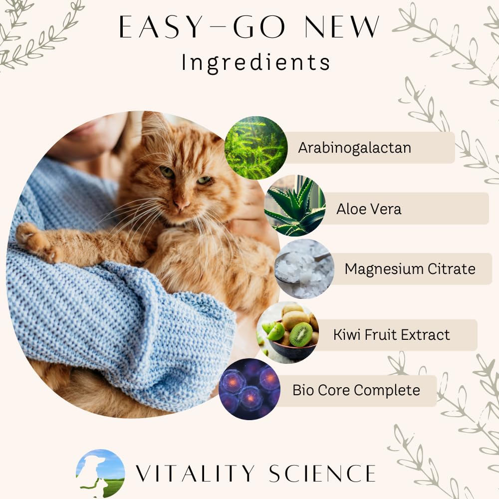Vitality Science Easy-Go Supplement for Cats and Dogs | Supports Normal Bowel Function | Relieves Constipation | Promotes Healthy Digestive System | Easy Digest | 100% Natural & Additive Free (215g)