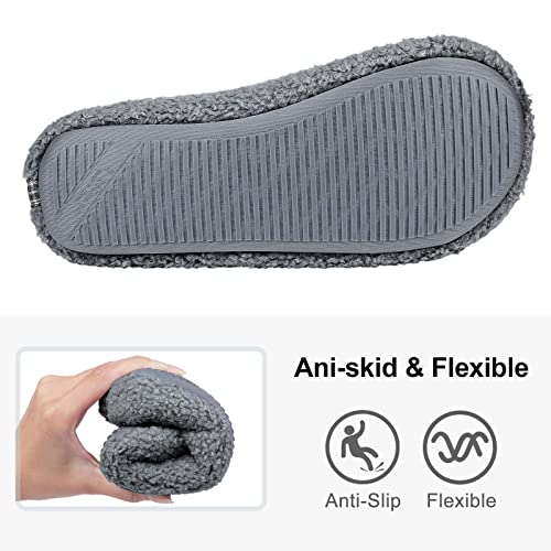 shevalues Cozy Ballerina House Slippers for Women Memory Foam Indoor Home Wide Slippers for Swollen Feet Grey size 8.5-9.5