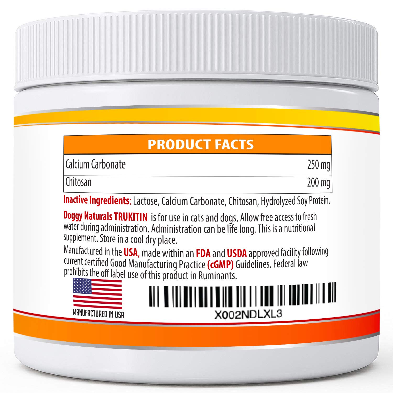 Trukitin Chitosin Based Phosphate Binder for Cats & Dogs β All Natural Human Grade Ingredients for Renal Support Supplement with Calcium Carbonate Oral Powder (Made in U.S.A)