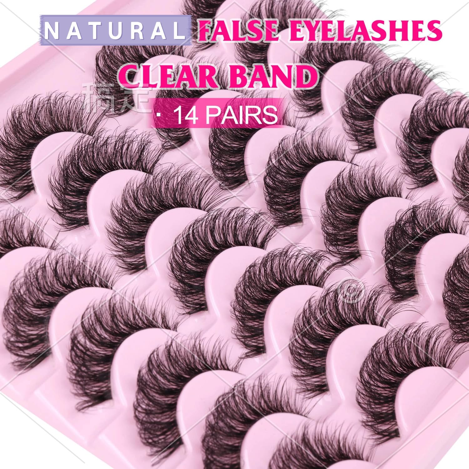 Natural Eye Lashes Cat Eye Mink Lashes Fluffy Wispy Clear Band False Eyelashes Fluffy Volume 3D Effect 17MM Fake Eyelashes 14 Pairs Pack by PHKERATA