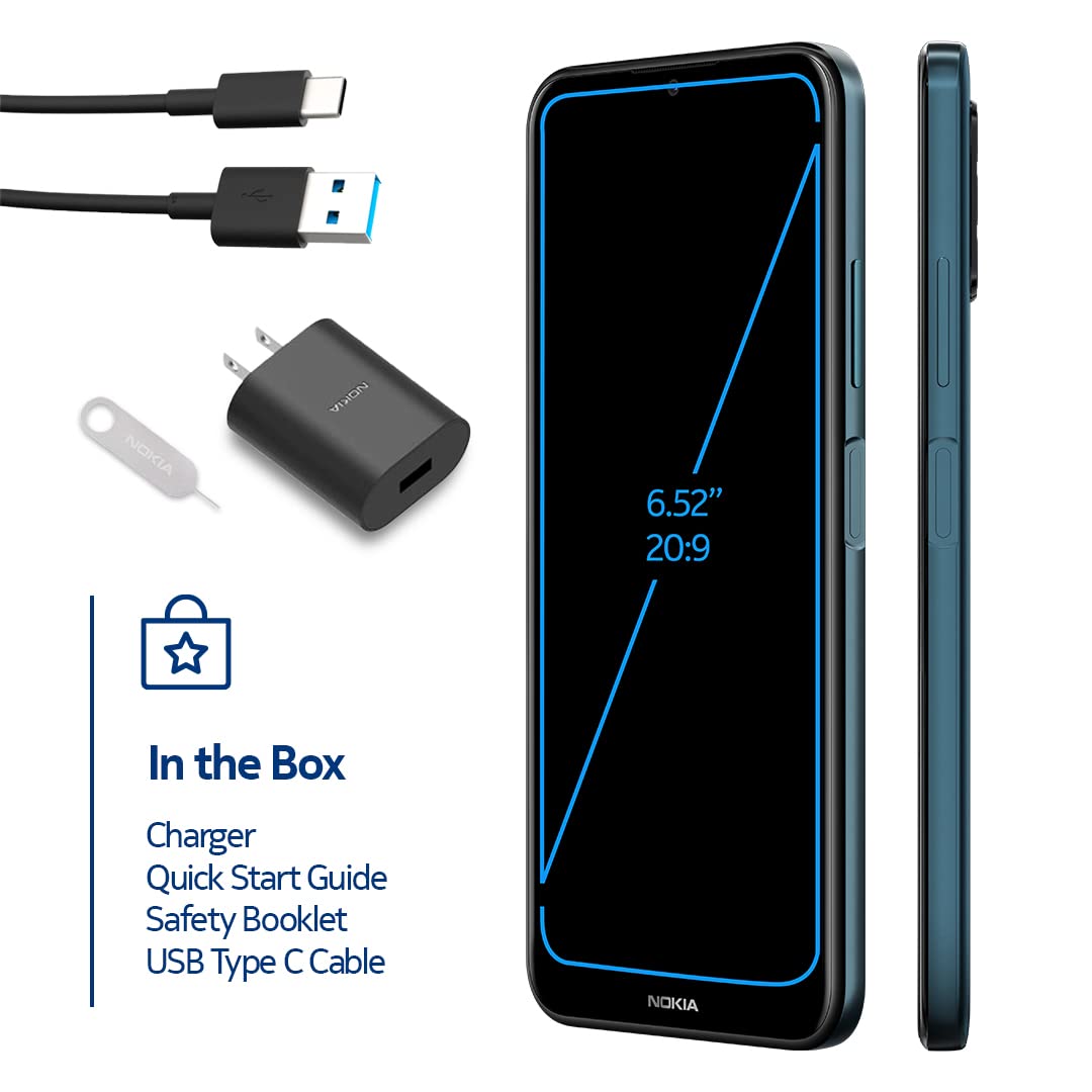 Nokia G100 | Verizon, T-Mobile, AT&T | Android 12 | Unlocked Smartphone | 3-Day Battery | US Version | 4/128GB | 6.52-Inch Screen | 13MP Triple Camera | Polar Night