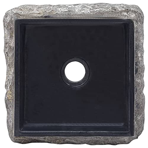 Sink Black 11.8"x11.8"x5.1" Marble,Modern Marble Sink for Bathroom and Vanity: Durable and Stylish Bath Fixtures,Bathroom Sinks