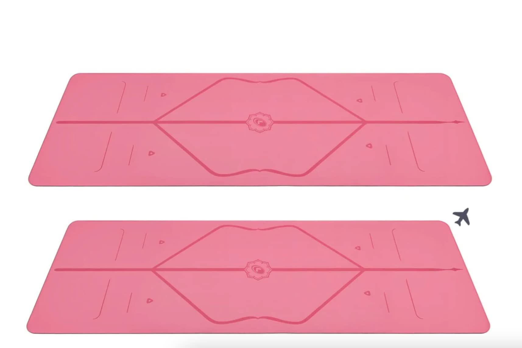 LIFORME Original Yoga Mat & Travel Mat Bundle Pack β Patented Alignment System, Eco-Friendly, Non-Slip Warrior-Grip, Made with Natural Rubber, Thick, Sweat Resistant, Comfortable - Pink/Pink