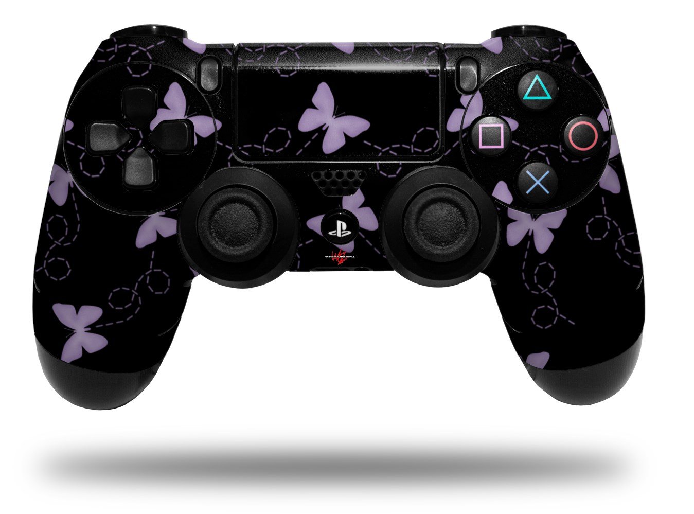 WraptorSkinz Skin Compatible with Sony PS4 Dualshock Controller PlayStation 4 Original Slim and Pro Pastel Butterflies Purple on Black (Controller NOT Included)