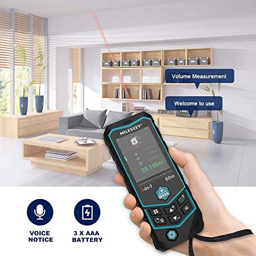 MiLESEEY R2B 200ft Laser Measure Tool with Built-in Wheel for Curved Measure, Digital Measuring Tape with Angle Sensor, Pythagorean, Point to Point, Area and Volume Measure