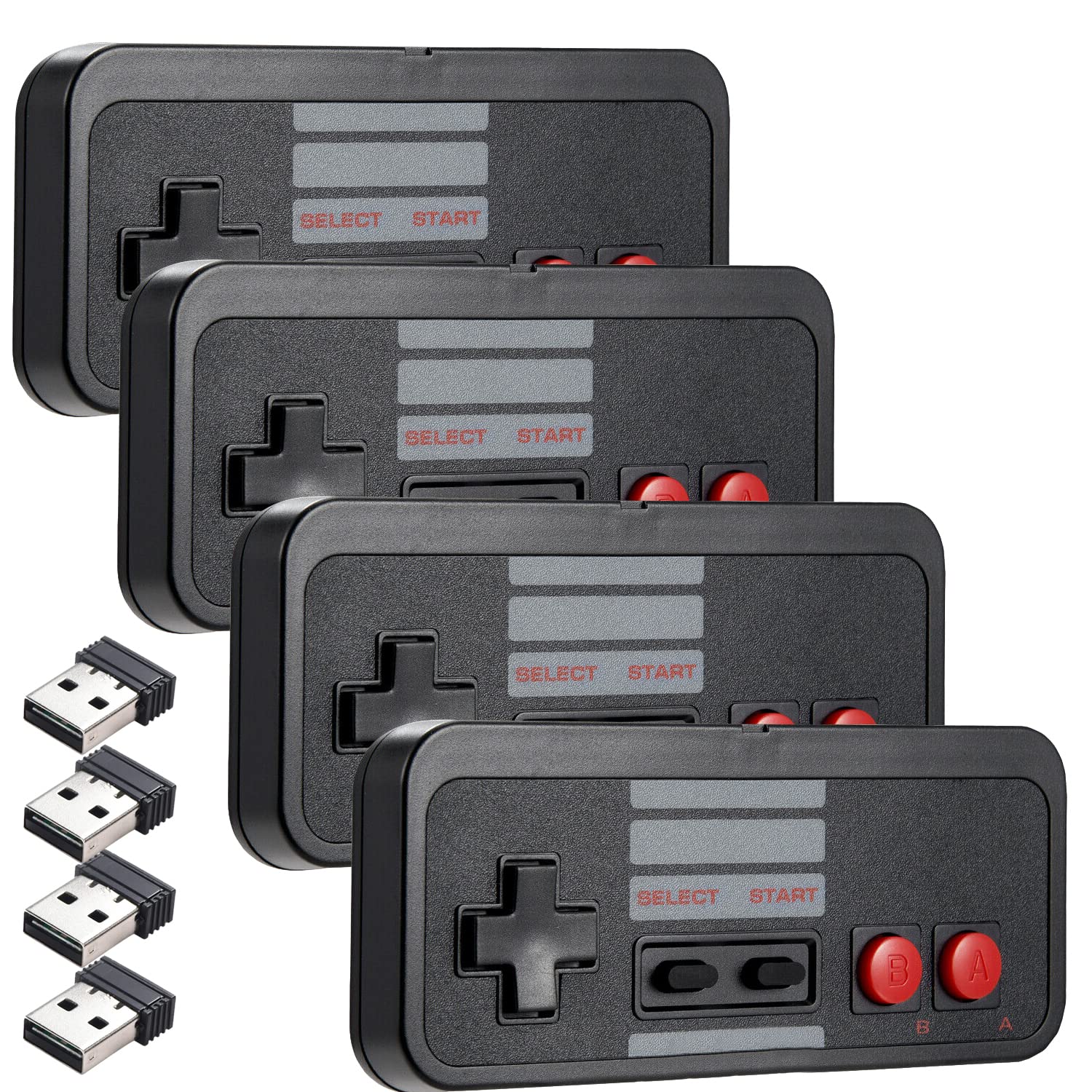 MODESLAB 4 Pack USB NES Controller, Wiresless Classic Retro PC Gamepad Replacement NES Game Joystick Compatible for Windows PC iOS MAC Linux Raspberry Pi (Mulit)