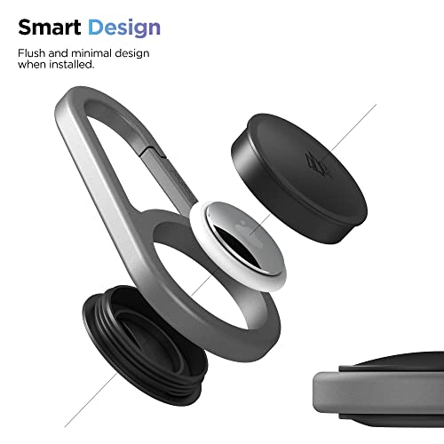 RANGLAND Carabiner AirTag Holder with Keychain - Ultra Durable Shockproof/Waterproof Case with Spring-Loaded Clip (Designed for Apple AirTag) (Aluminum)