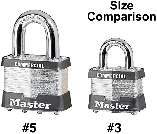 Master Lock Padlock - 2" W Body x 1" L Shackle, Ten (10) Keyed Alike Locks 5 NKA-10 w/Bump Stop Technology